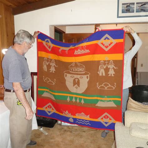 Lot 122 Vintage Westland By Pendleton Blanket Featuring Smokey Bear