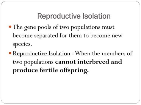 Reproductive Isolation