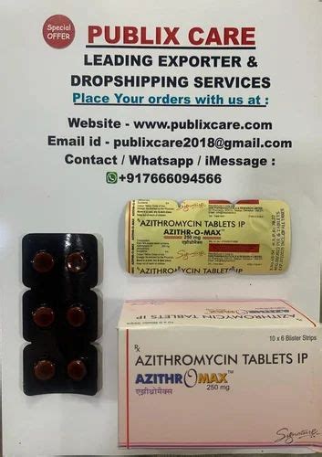 Azithromax 250mg Tablets Packaging Size 10x6 At Rs 50strip Of 6