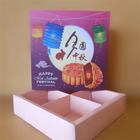 Jual 5 Pcs Box Slop Kemasan Mooncake 100gr Violet Rabbit Sekat Isi 4
