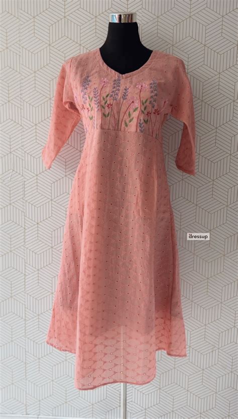 Cotton Hakoba Aline Tops With Beautiful Thread Embroidery Works2949