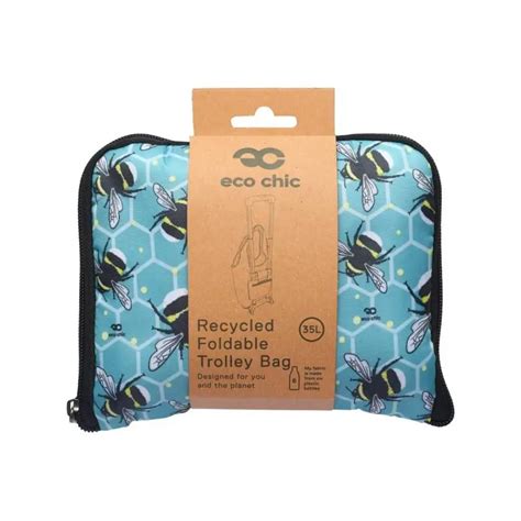 Eco Chic Reusable Shopping Trolley Bag Honeycomb Bees Blue Groves