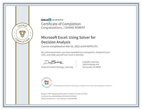 J Shane Robert On Linkedin Certificate Of Completion