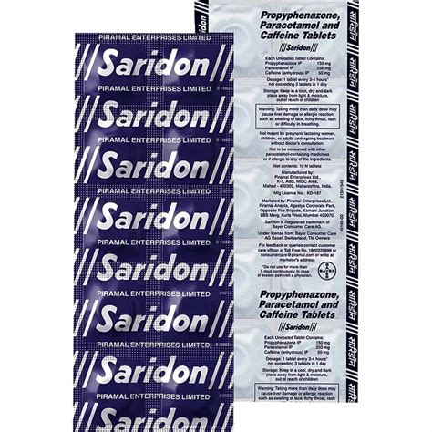Saridon Tablet For Headache At ₹ 45box Pain Management Medicine In