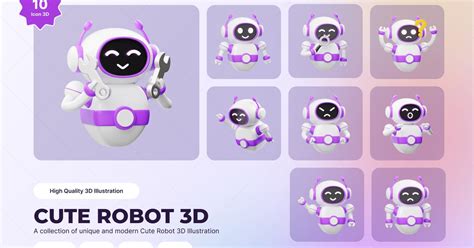 Cute Robot Expression 3d Illustration Objects Ft Cute And 3d Envato