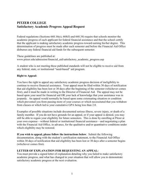 Satisfactory Academic Progress Appeal Sample Letter Highmilo