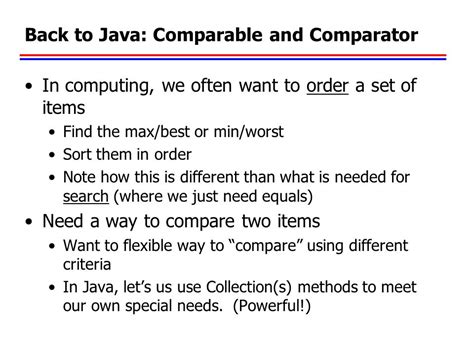 Cs2210 Sw Development Methods Topics Comparable And Comparator