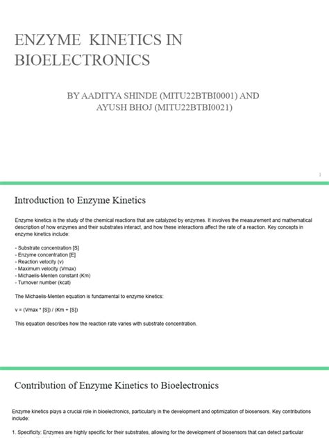 Enzyme Kinetics In Bioelectronics A Comprehensive Overview Pdf