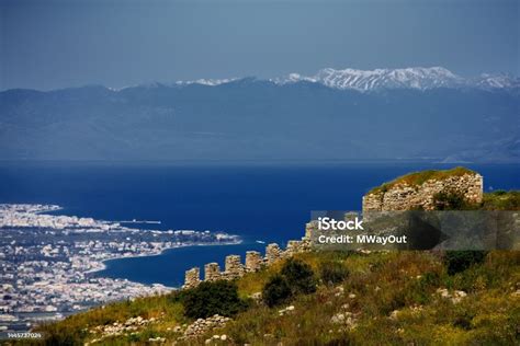 View Of Corinthian Gulf From Acrocorinthos Archaeological Area Corinth