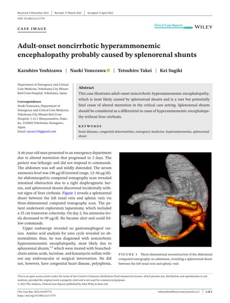 Pdf Adult‐onset Noncirrhotic Hyperammonemic Encephalopathy Probably