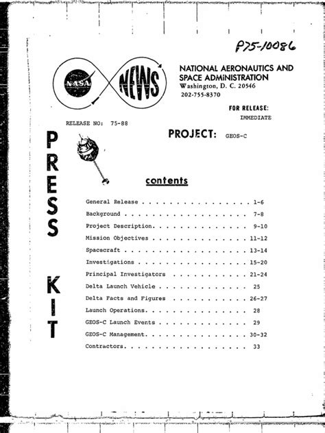 Geos C Press Kit Pdf Tide Geodesy