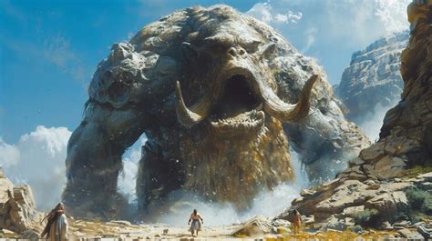 Cyclops Polyphemus Towering Over Odysseus Oneeyed Giant His Lair