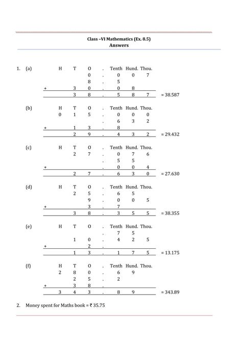 Ncert Solutions For Class 6 Maths Chapter 8 Decimals