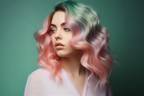 Premium Ai Image A Pink And Mint Ombre Effect
