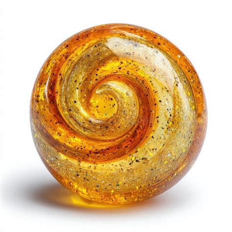 Amber Spherical Candy With Golden Glitter Swirl Stock Illustration Illustration Of Shot