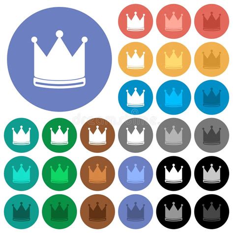 Crown Round Flat Multi Colored Icons Stock Vector Illustration Of