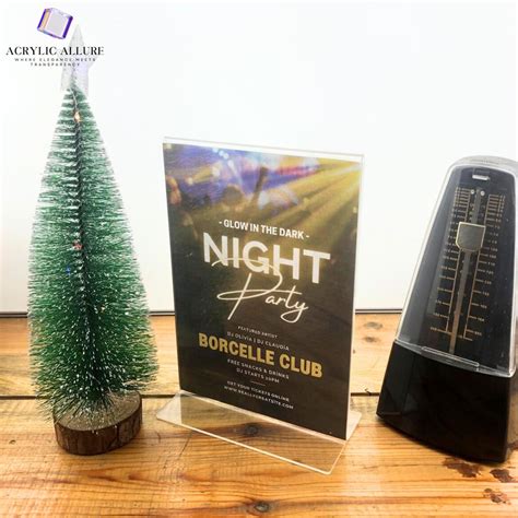 Acrylic Table Tent Wood Table Top Display Menu Holder Clear Sign