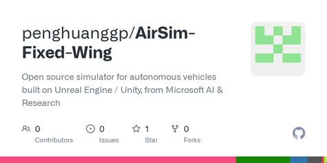 github penghuanggp airsim fixed wing open source simulator for