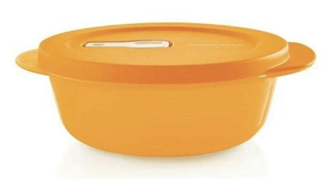 Tupperware Crystalwave Plus Round Container Papaya Orange ~4 25