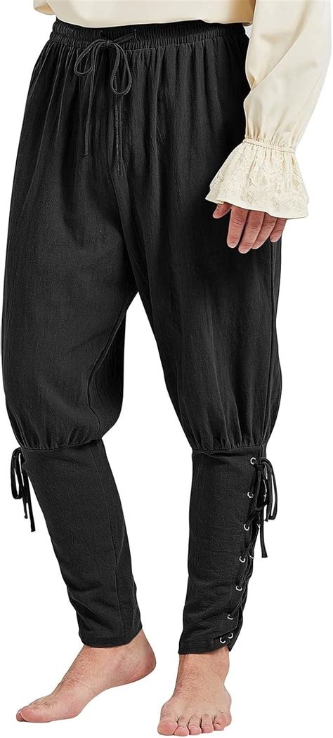 Mens Pirate Pants Ankle Banded Renaissance Pants Medieval Viking