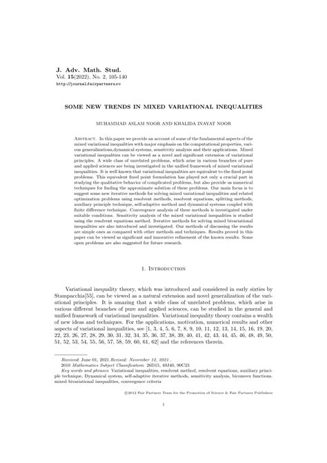 Pdf Some New Trends In Mixed Variational Inequalities