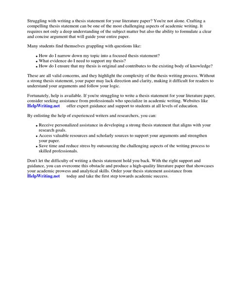 Thesis Statement Literature Paper Pdf Essays Thesis