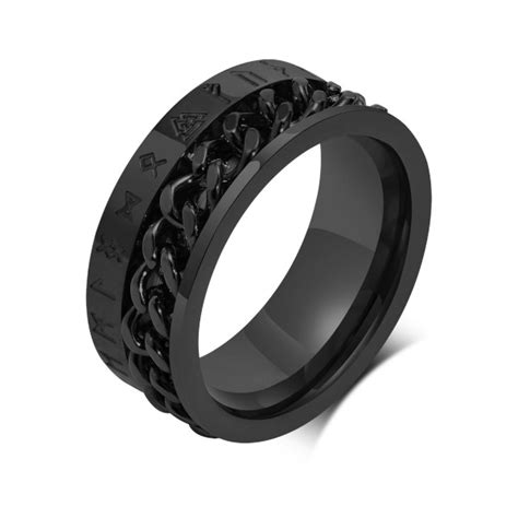 Mens Black Ring With A Swirl Function Mens Vector