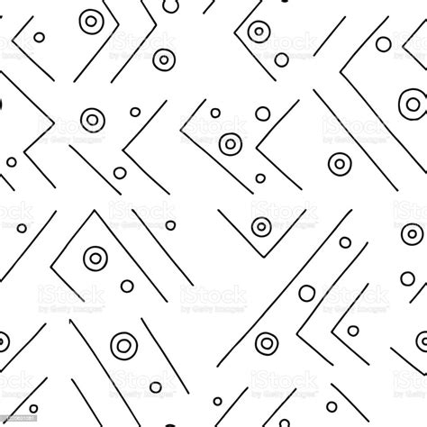 원활한 벡터 패턴 선 점으로 그려진 흑백 기하학적 손 장식 벽지 포장 포장 직물 인쇄 라인 드로잉 그래픽 디자인 검은색에 대한 스톡 벡터 아트 및 기타 이미지 Istock