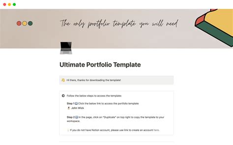 Ultimate Portfolio Template Template by Brad | Notion Nuggets | Notion Marketplace