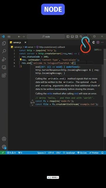 node js tip how to set up a basic server nodejs shorts youtube