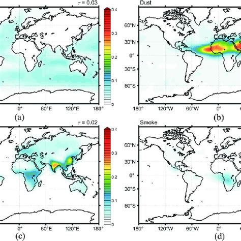 Seasonal Average Distributions Of Total Aerosol Optical Thickness In Download Scientific