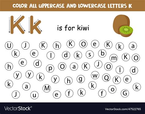 Dot All Letters K Educational Worksheet Royalty Free Vector