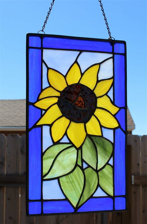 Stained Glass Sunflower Window Panel Stained Glass Window Etsy Artofit