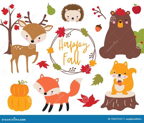 Autumn Animals Clipart Classroom Poster Educational Art Cricut Cut