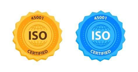 Iso 45001 Quality Management Certification Badge Gold And Blue