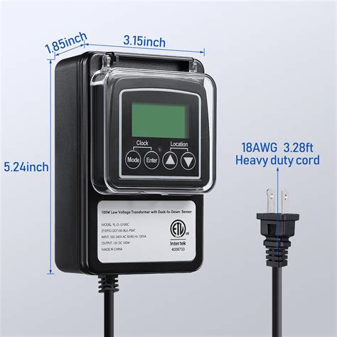 Outdoor Low Voltage Transformer With Timer And Photocell Light Sensor 1 Torchstar Lighting