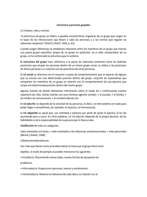 Estructura Y Procesos Grupales Pdf Comunicación Comportamiento