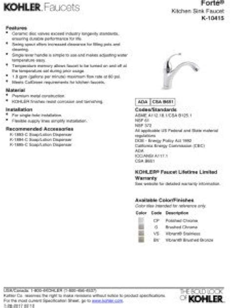 Diagramme Des Pièces Kohler K 10433 Pour Réparation