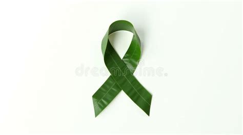 Green Ribbon Awareness Campaign Symbol Made Of Leaf For Environmental