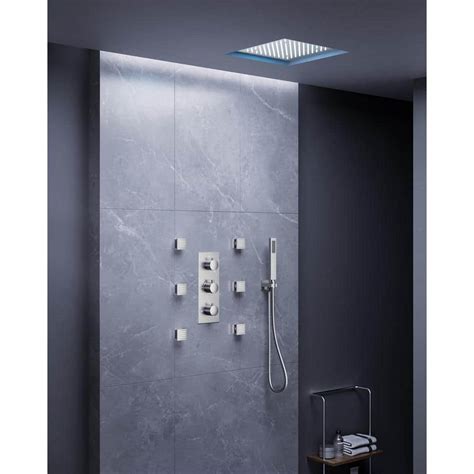 Everstein 5 Spray Patterns Led Shower System 12 In Ceiling Mount Dual Shower Heads With 6 Jets