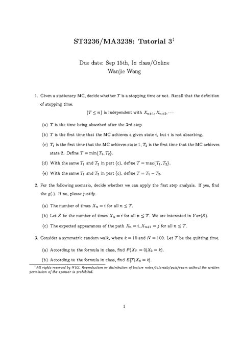 tutorial 3 st3236 ma3238 tutorial 3 1 due date sep 15th in class