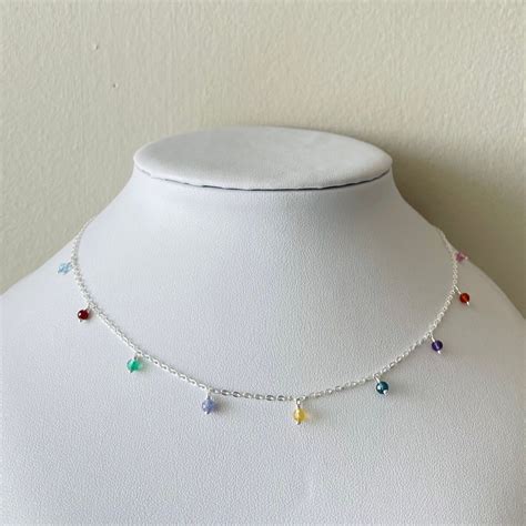 Dainty Multi Gemstone Choker Tiny Mixed Gemstone Necklace Minimalist