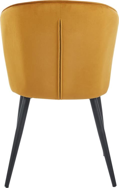Colenis® Curve Eetkamerstoel Set Van 4 Okergeel Velvet Zwarte