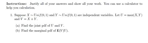 Solved Instructions Justify All Of Your Answers And Show