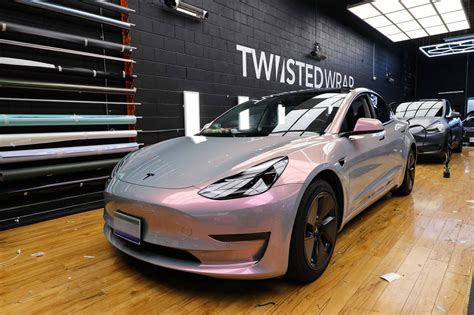 Pink Tesla Model 3 Tinybot Space Candy Grey To Pink Twiisted Wrap