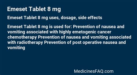 Emeset Tablet 8 Mg Uses Dosage Side Effects Food Interaction And Faq