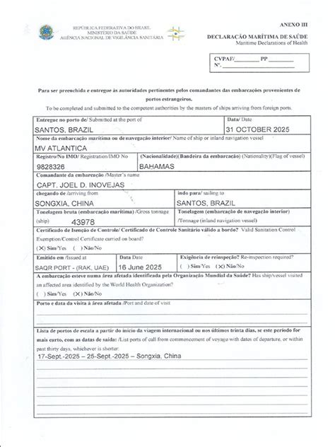 Maritime Declaration Anvisa Pdf Pdf