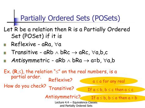 Ppt Lecture 44 Equivalence Classes And Partially Ordered Sets