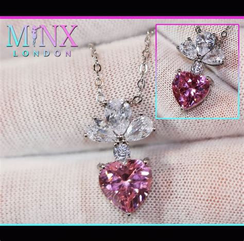 Pink Diamond Heart Necklace Womens Diamond Necklace Heart Necklace