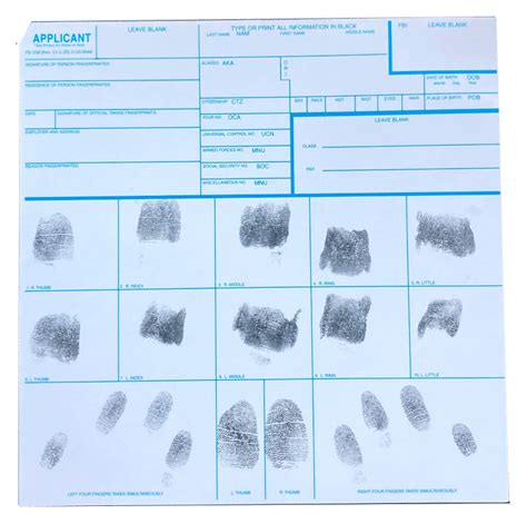 Fingerprint Cards Fbi Form Fd 258 25 Pack